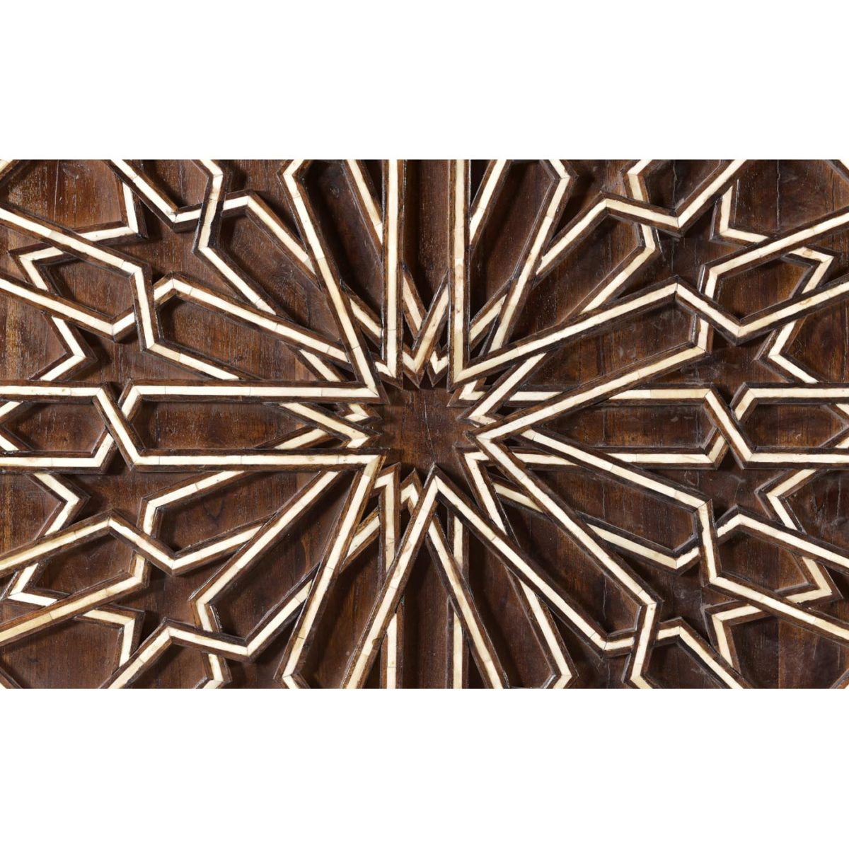 Bone Inlay Starburst Ceiling: Carved Inlay Teakwood Panel
