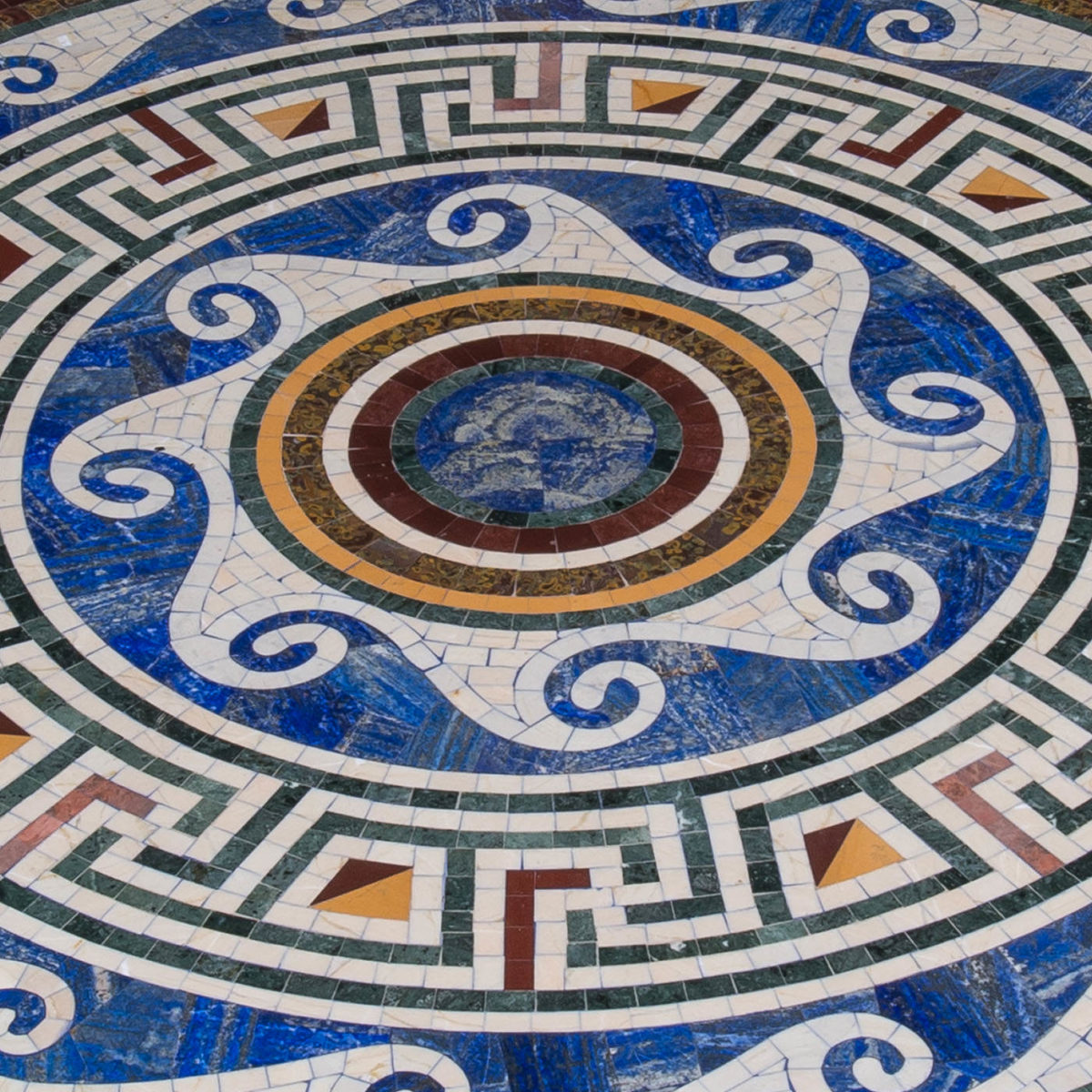 Mosaic Tabletop: Colorful Greek Mosaic Top Grecian Table