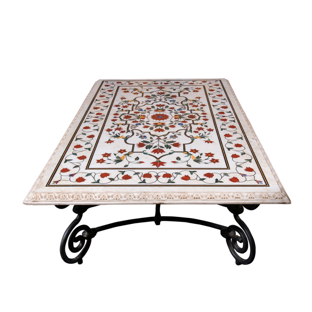 Acrylic Inlay Table: Mother of Pearl Table with Acrylic Legs