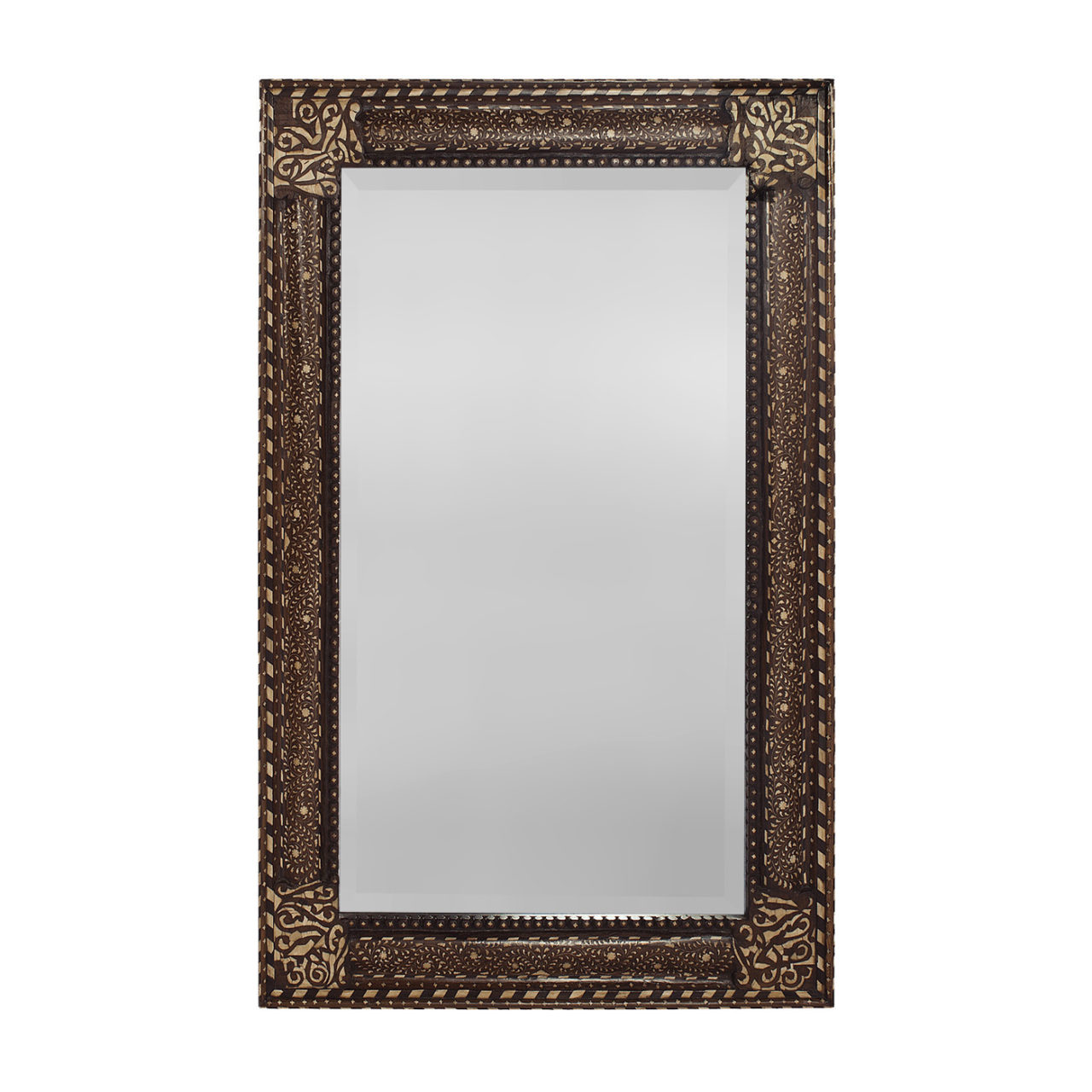 Corner Inlay Mirror: Bone Inlay teakwood mirror AOI