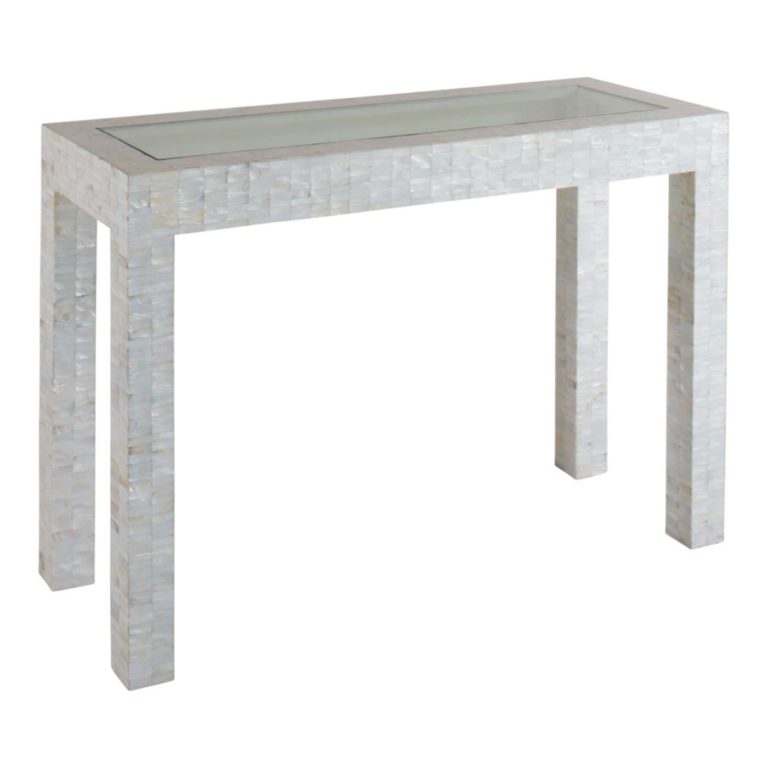 Acrylic Inlay Table: Mother of Pearl Table with Acrylic Legs