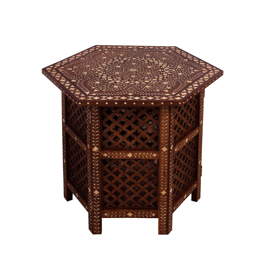 Bone Inlay Moroccan Table Small by AOI Home Dallas, TX