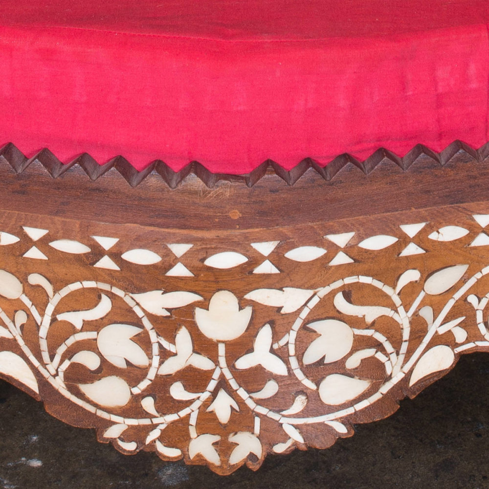 Burmese Style Inlay Chair: Ebonized Teakwood and Bone Inlay