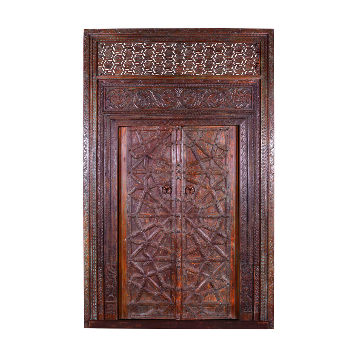Antique Haryana Web Door: Carved Teak Front Door
