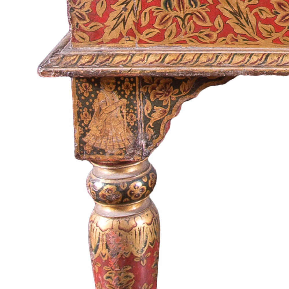 Marble Gilt Table: Antique Painted Table with Aged Marble Top