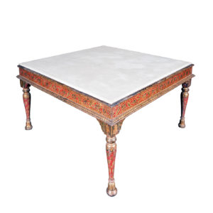 Marble Gilt Table: Antique Painted Table with Aged Marble Top