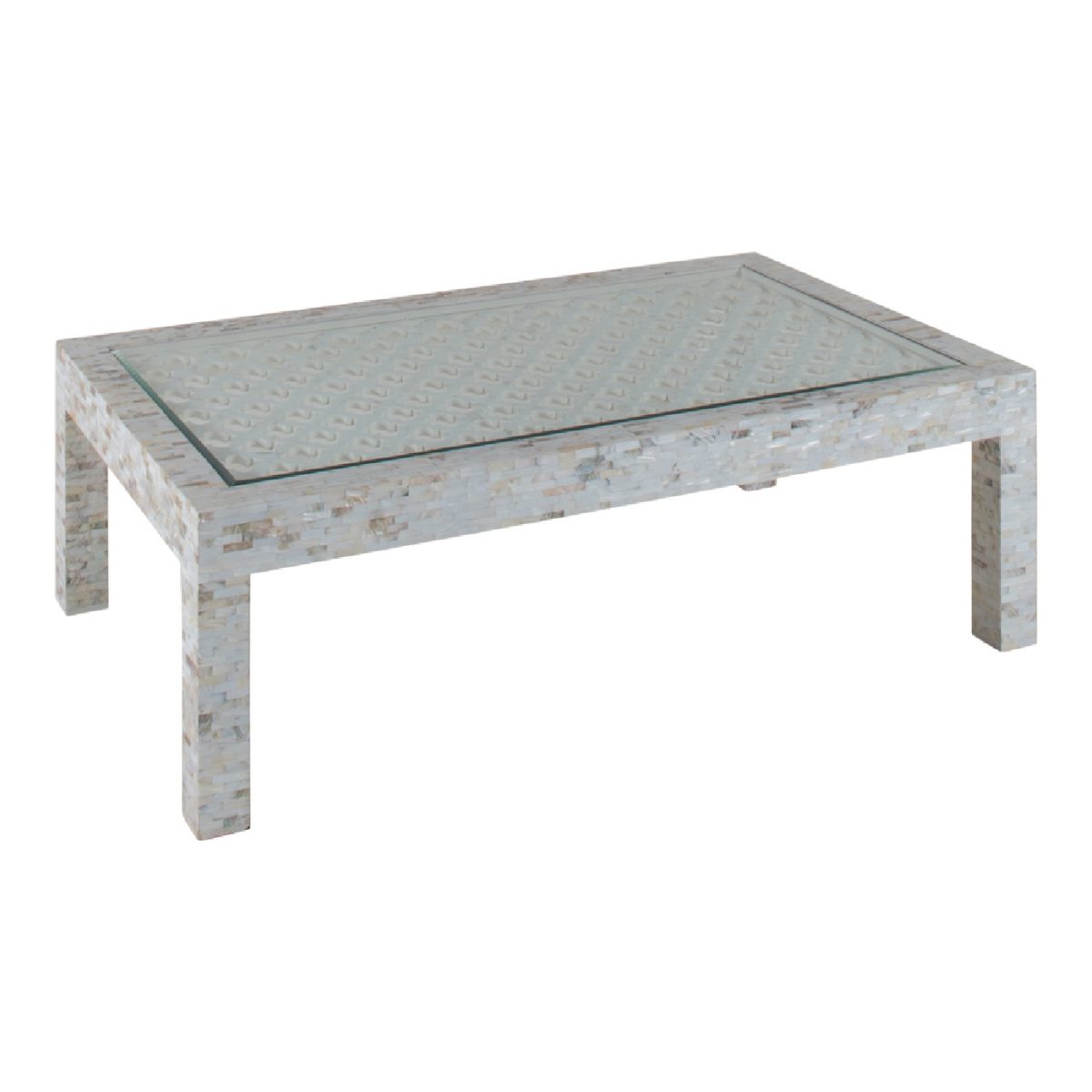 Acrylic Inlay Table: Mother of Pearl Table with Acrylic Legs