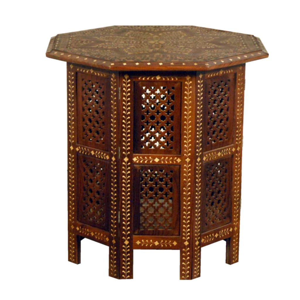 Bone Inlay Octagonal Moroccan Table, Small: Inlaid Side Table