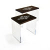 Acrylic Inlay Table: Mother of Pearl Table with Acrylic Legs