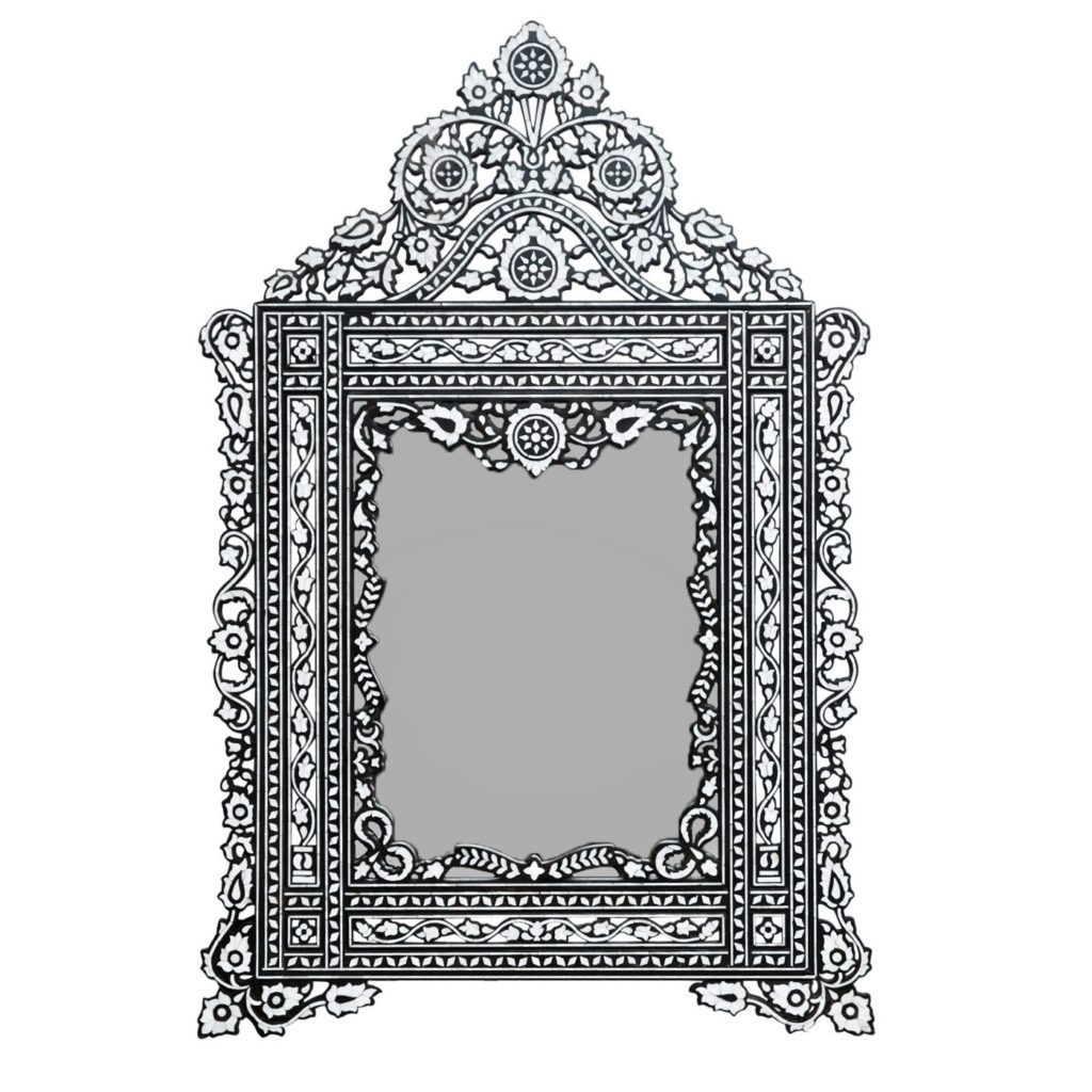 Regal Pearl Inlay Mirror: Mother of Pearl Moroccan Mirror