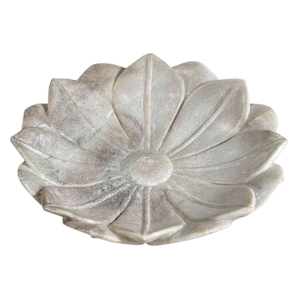 Marble Lotus Bowl: Hand-carved marble lotus bowl