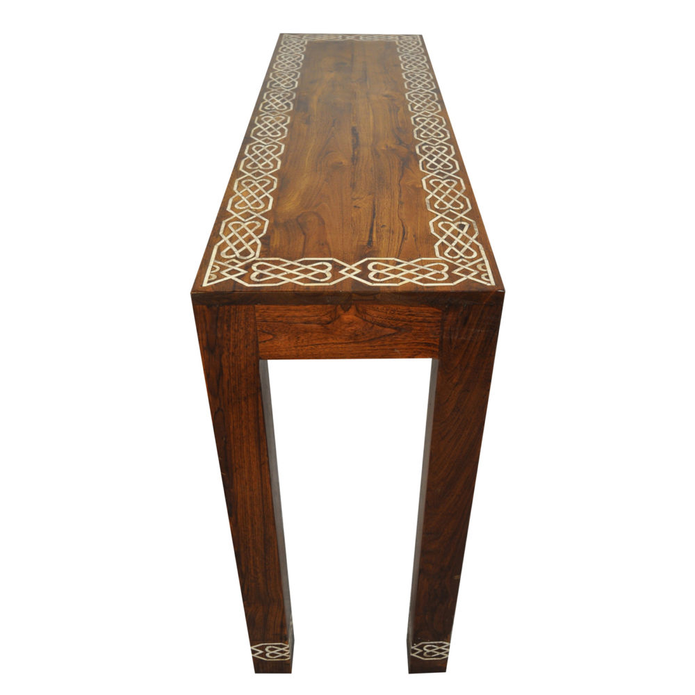 Inlay Console with Stylized Knots Small: Bone Inlay Console Table