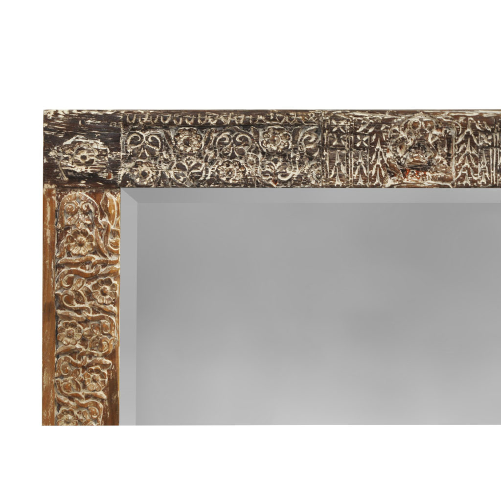 Stylized Ganesh Mirror: Hand-Carved Antique Teakwood Mirror