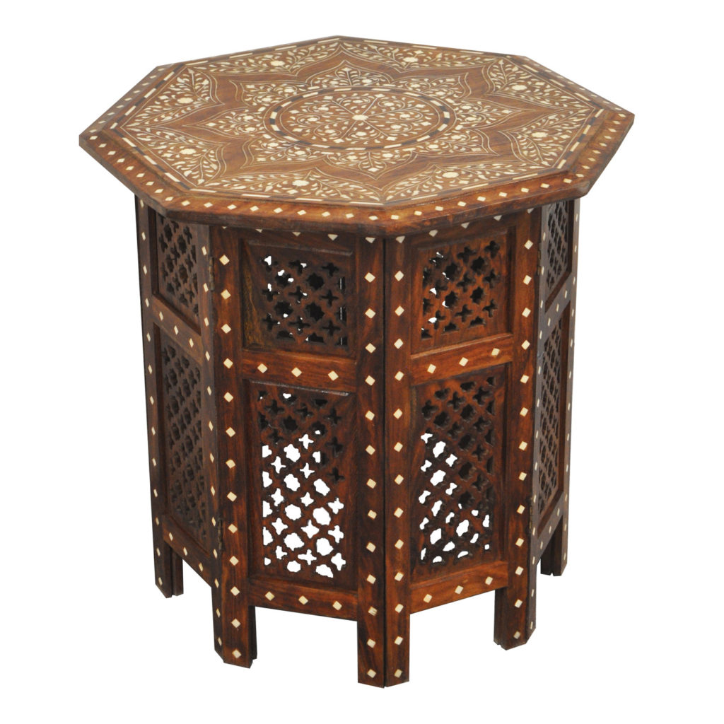 Octagonal Inlay Moroccan Table 24: Bone Inlay Moroccan Table