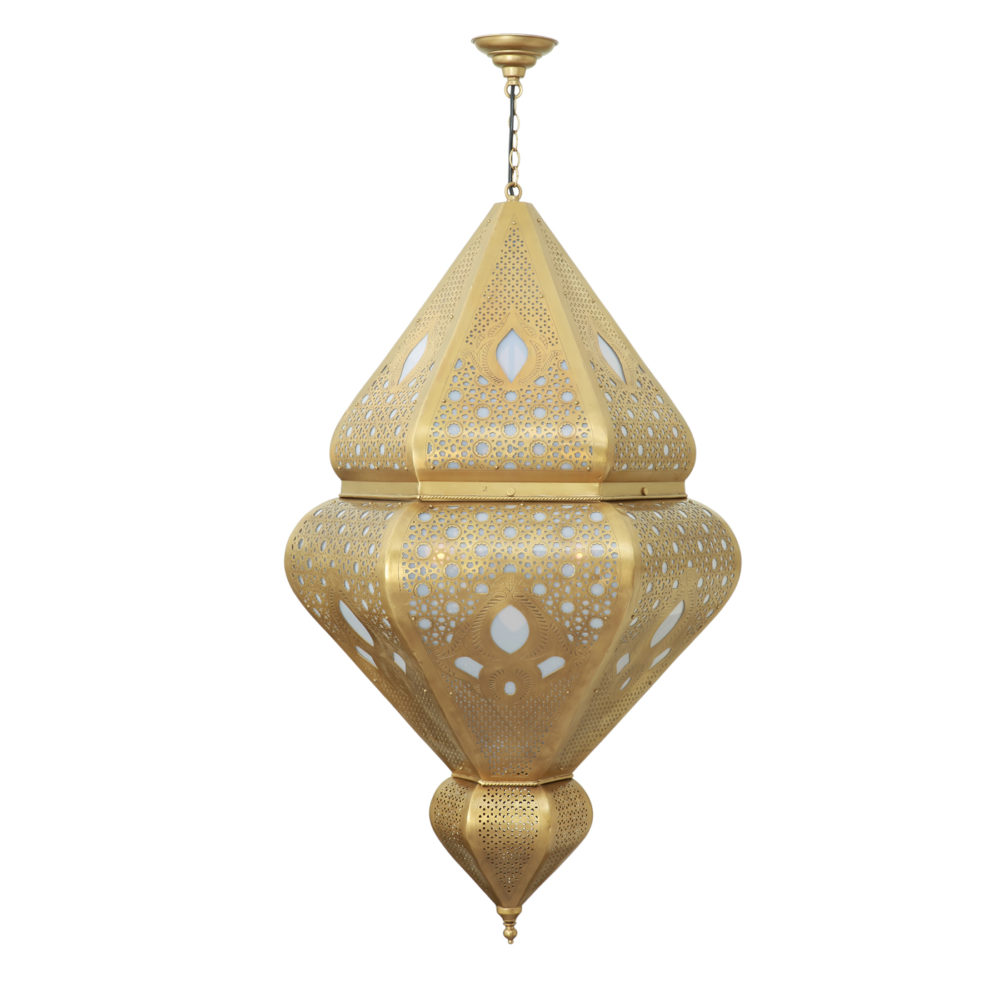 Hexagonal Lantern: Moroccan Matte Brass Lantern