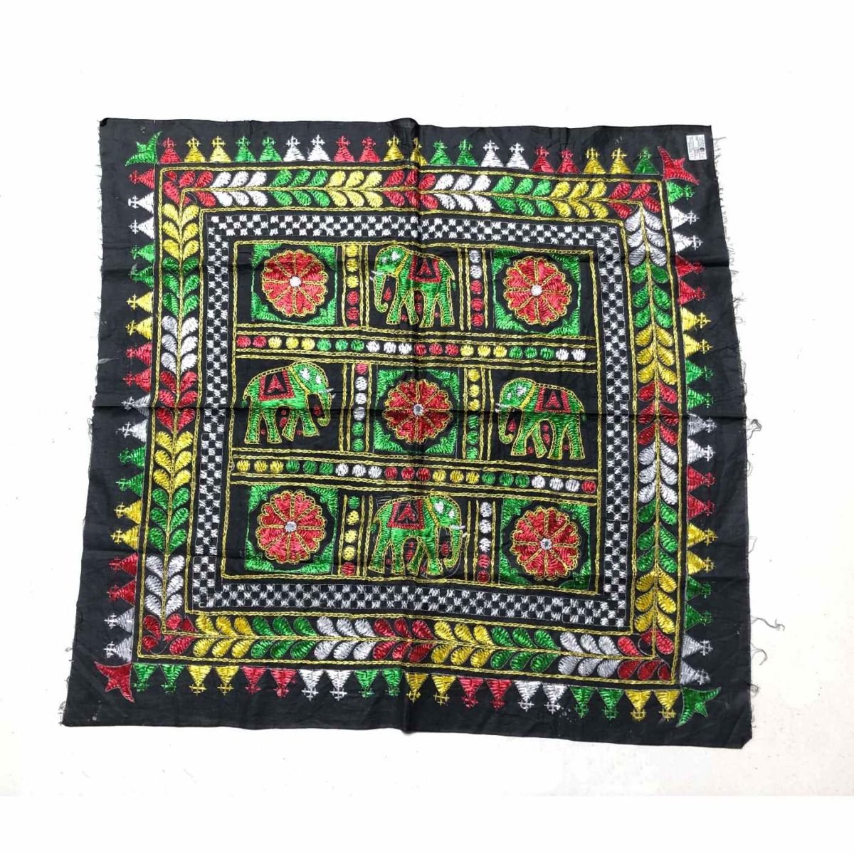 Embroidered Elephant Fabric | Vintage Fabric | Embroidered Elephants