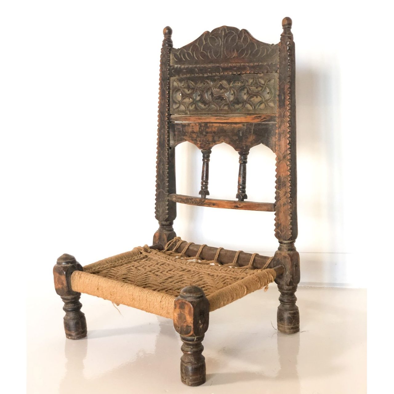 Antique Rajasthani Chair | Unique Low Chair | Accent Chair | Dallas, TX