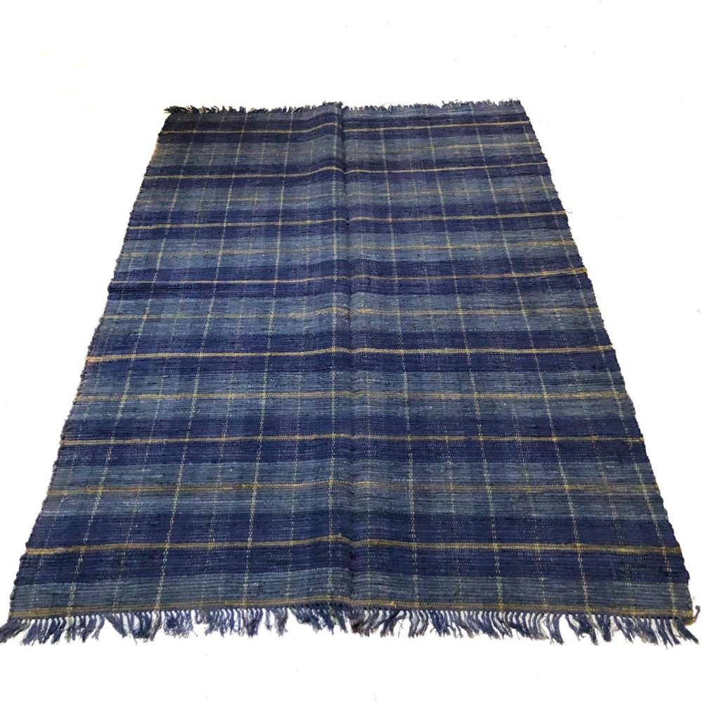 Vintage Blue Rag Rug | Blue Rug | Vintage Rug | Handmade Rug