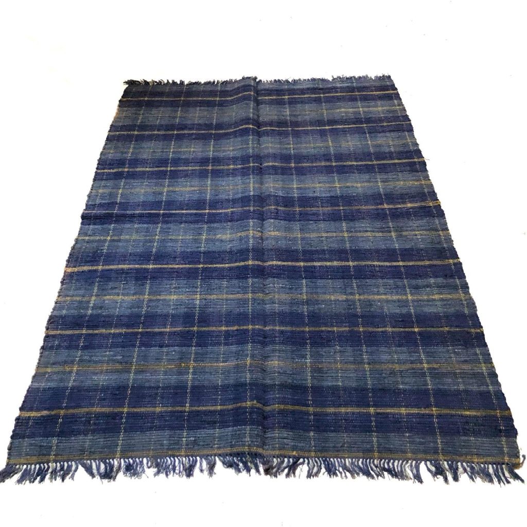 Vintage Blue Rag Rug | Blue Rug | Vintage Rug | Handmade Rug