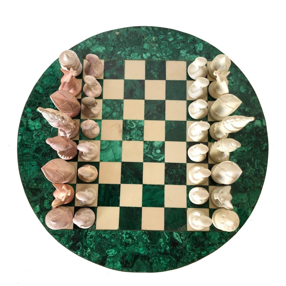 Malachite Chess Board | Kenyan Chess Set | One of A Kind Chess Board