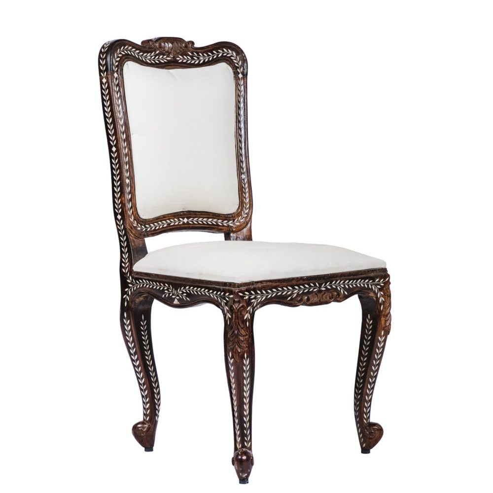 Floral Inlay Chair | Bone Inlay Chair | Desk Chair | Accent Chair