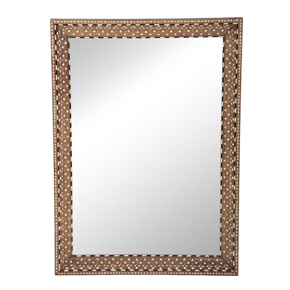 Bone Inlay Vine Mirror, 3x4 | Indian Inlay Mirror | Powder Bath Mirror