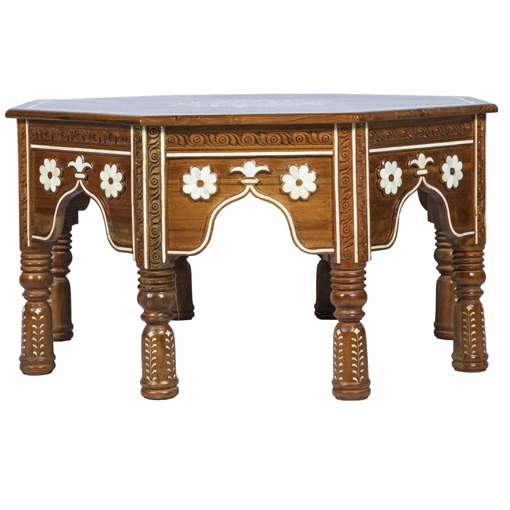 Inlay Octagonal Coffee Table | Bone Inlay Coffee Table |Small Coffee Table