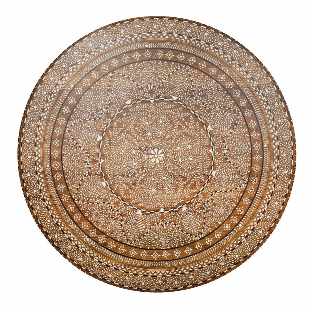 Bone Inlay Round Table | Indian Inlay Dining Table | Inlay Dining Table