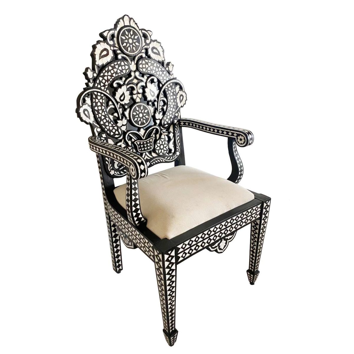 Floral Inlay Chair | Bone Inlay Chair | Desk Chair | Accent Chair