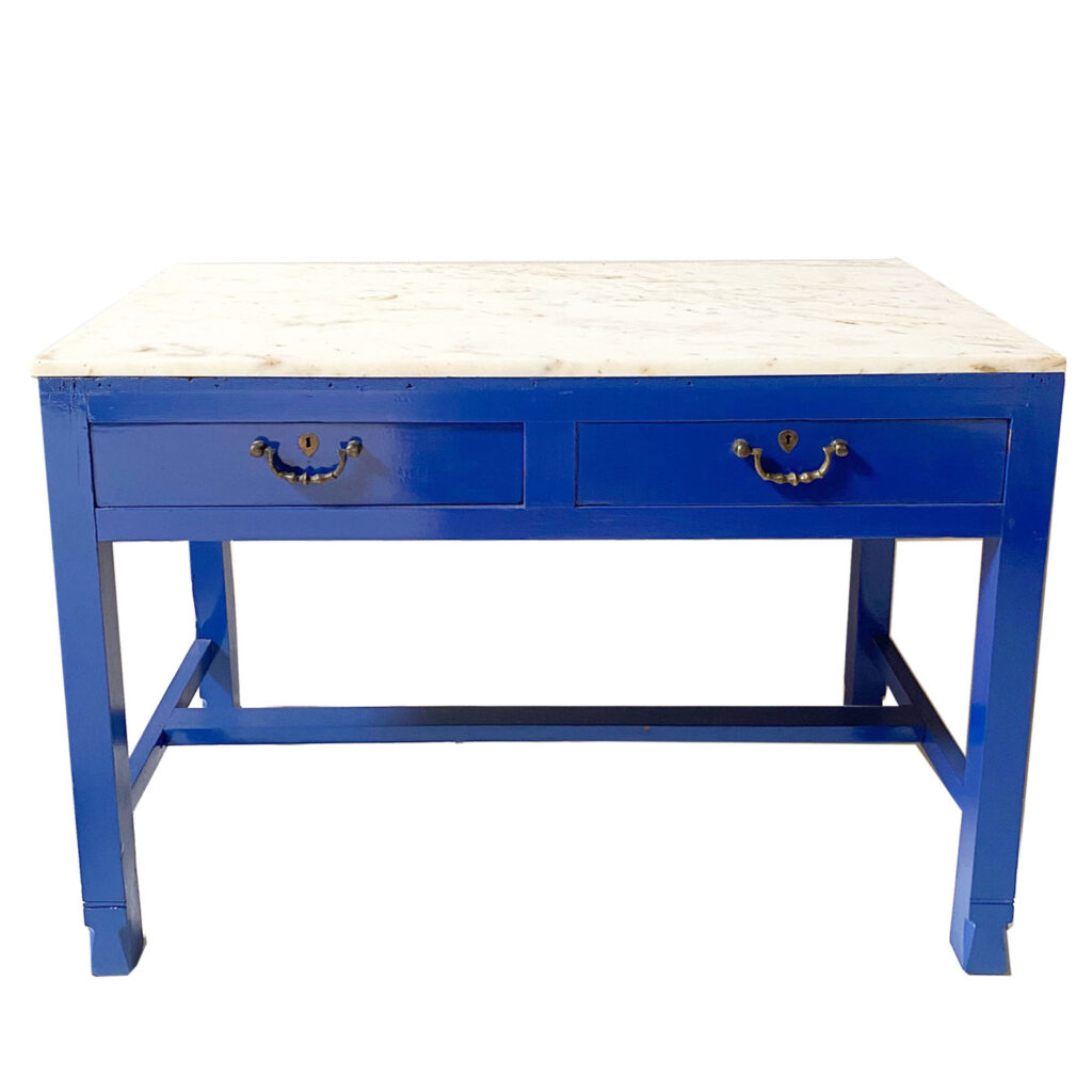 Blue Marble Desk | Blue Desk | Antique Desk | Vintage Writing Desk