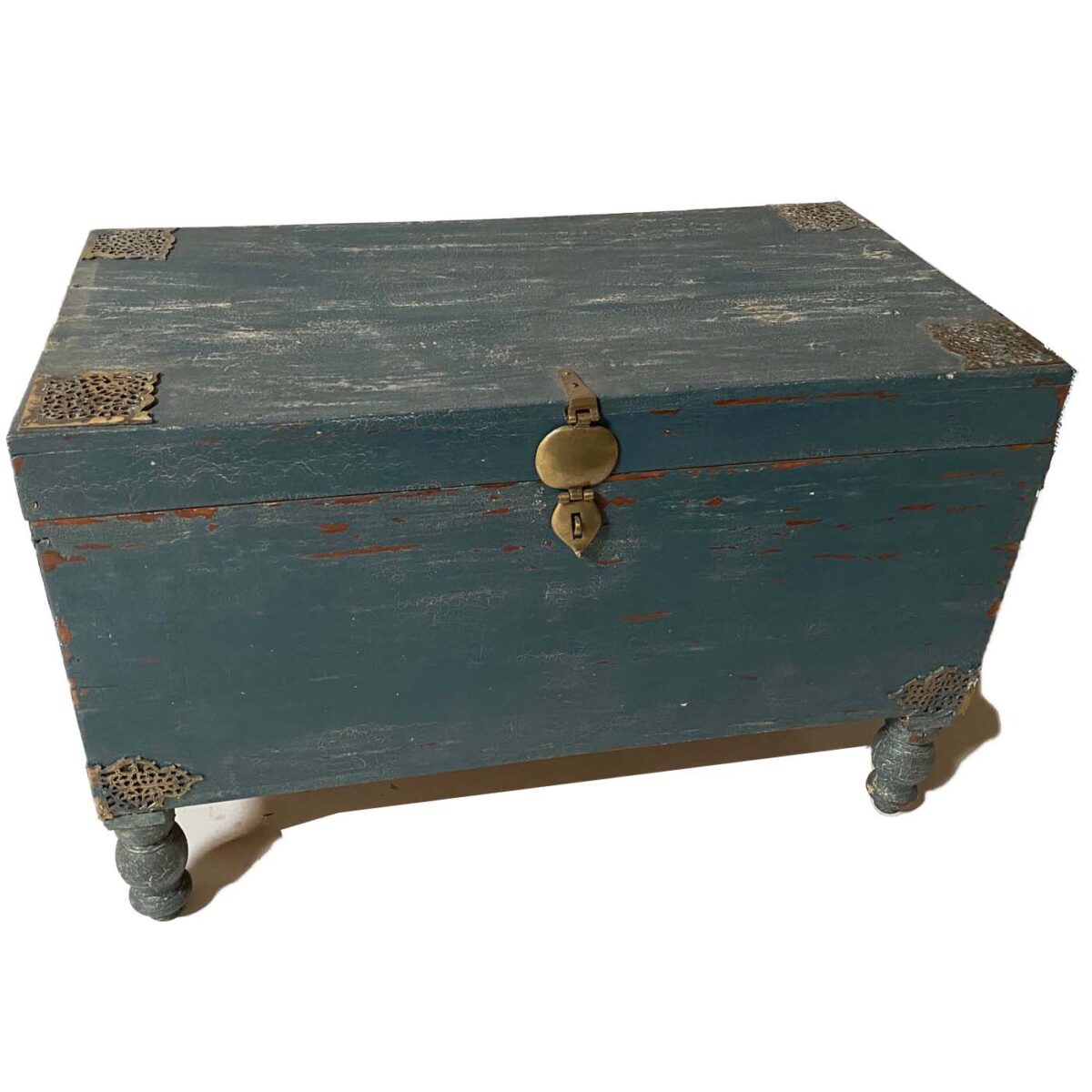 Blue Trunk | Blue Sideboard | Antique Trunk | Blue Home Decor