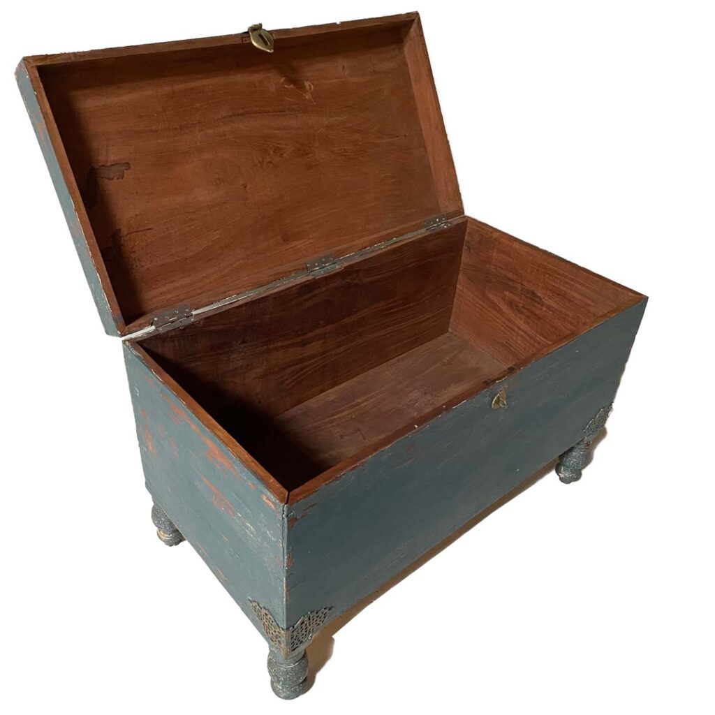Blue Trunk | Blue Sideboard | Antique Trunk | Blue Home Decor