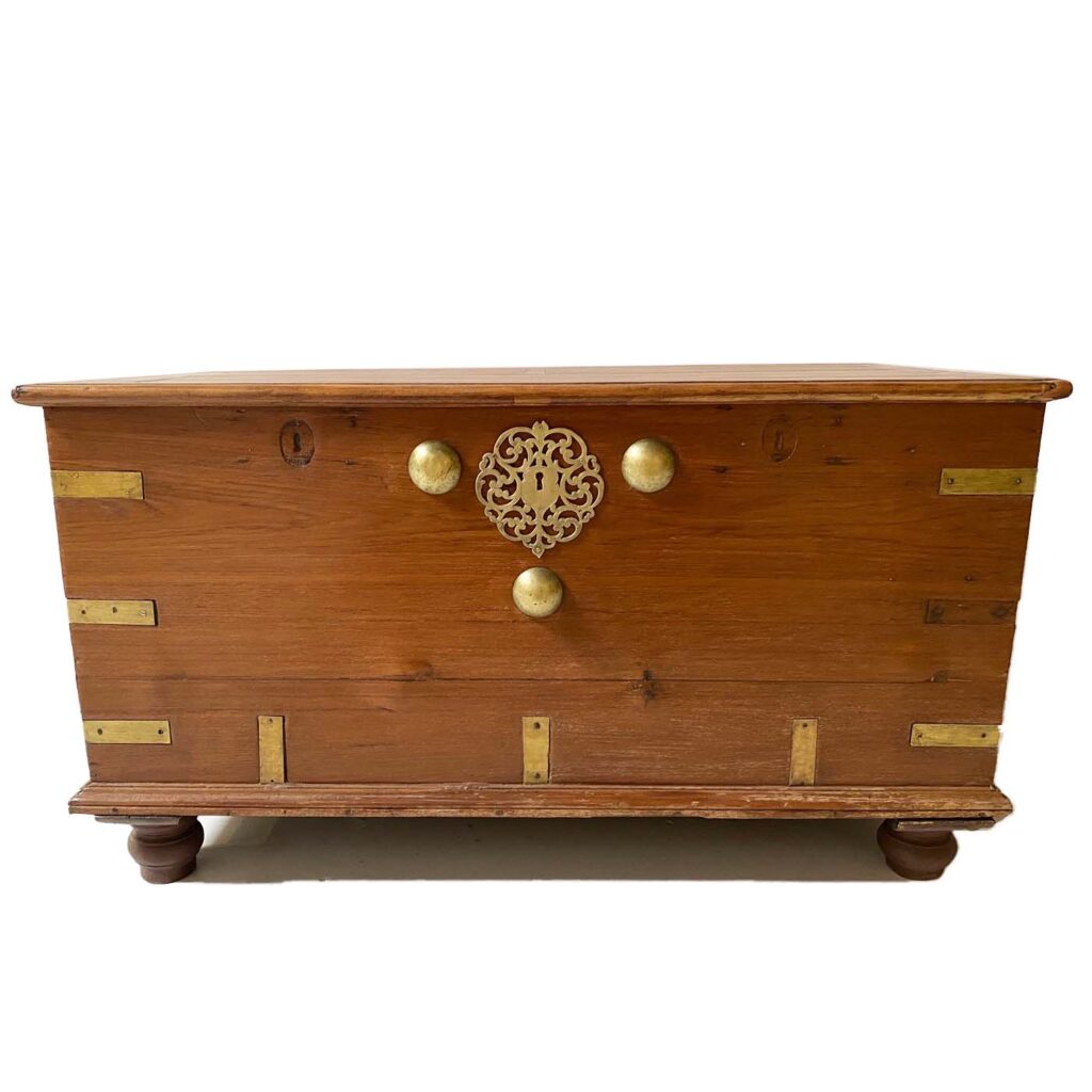 Antique Trunk with Brass | Carved Wooden Trunk | Sideboard Trunk
