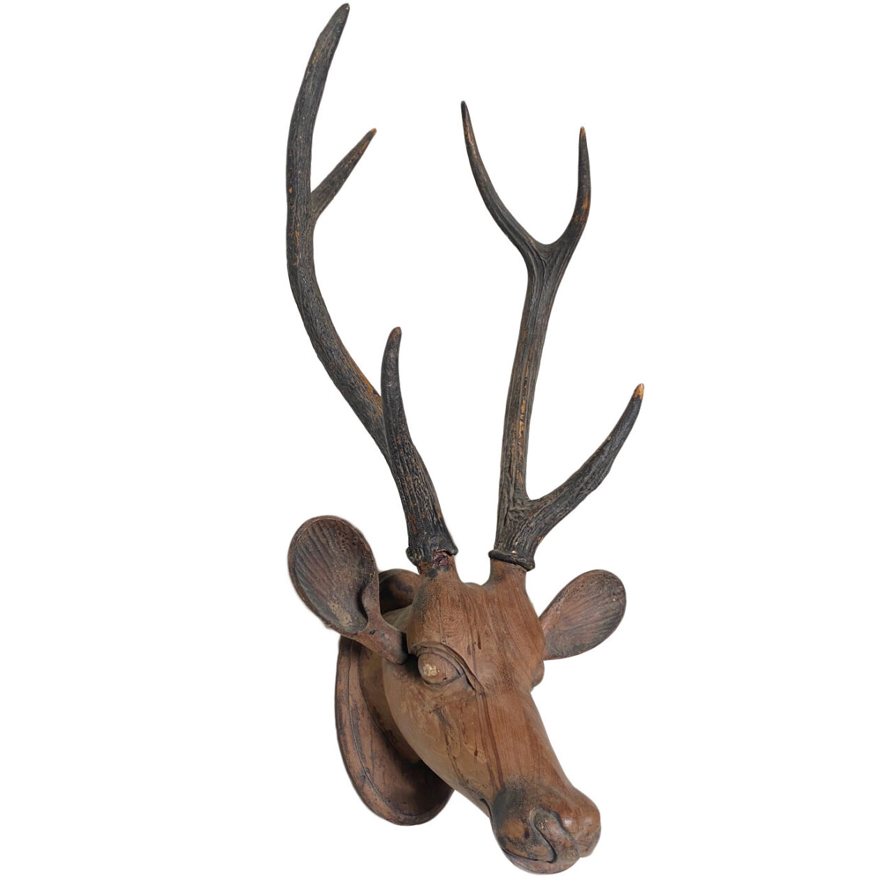 Carved Deer Head | Vintage Deer Head | Wooden Deer Head