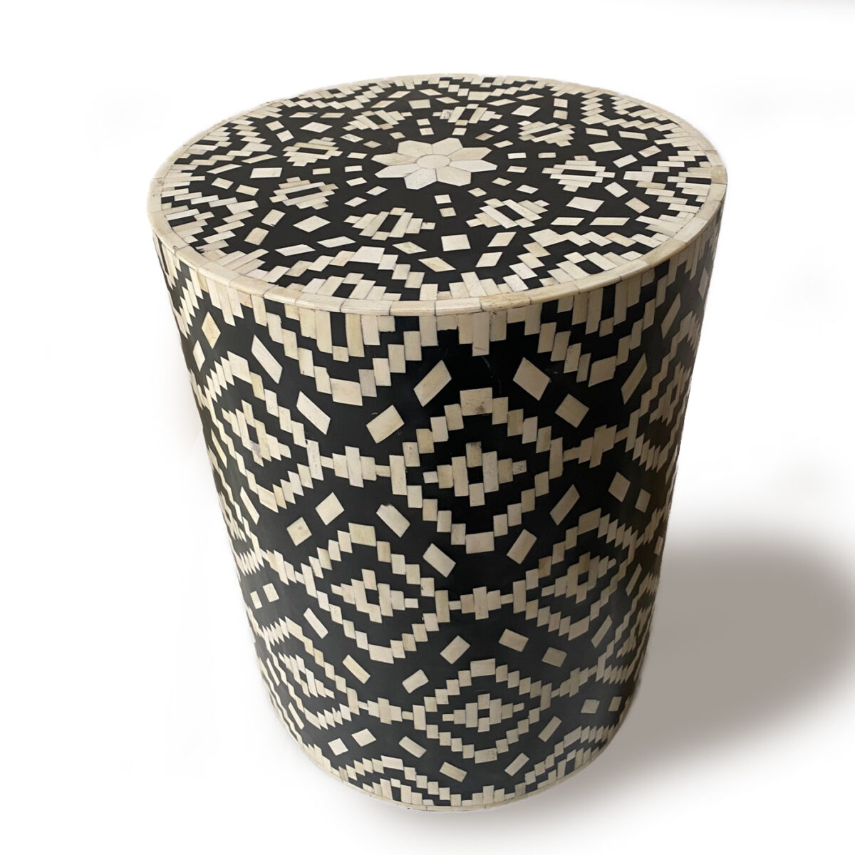 Bone Barrel Table | Black and White Table | Bone Side Table