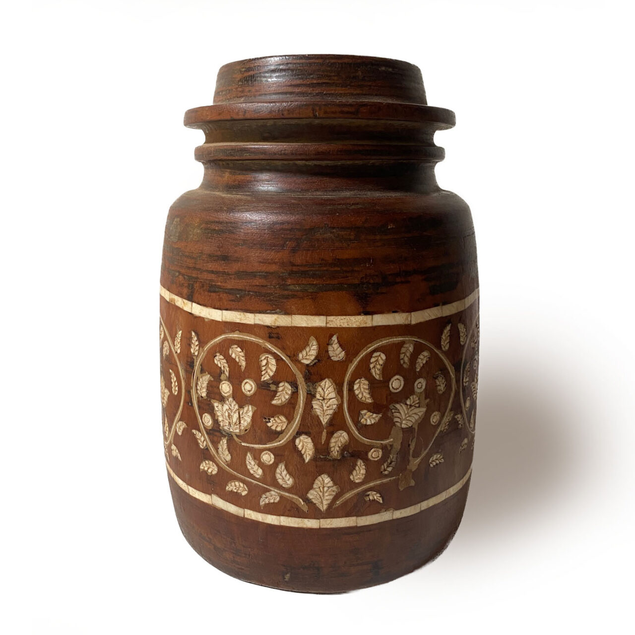Bone Inlay Pot 112C | Rustic Decorative Pot | Inlay Lamp Base