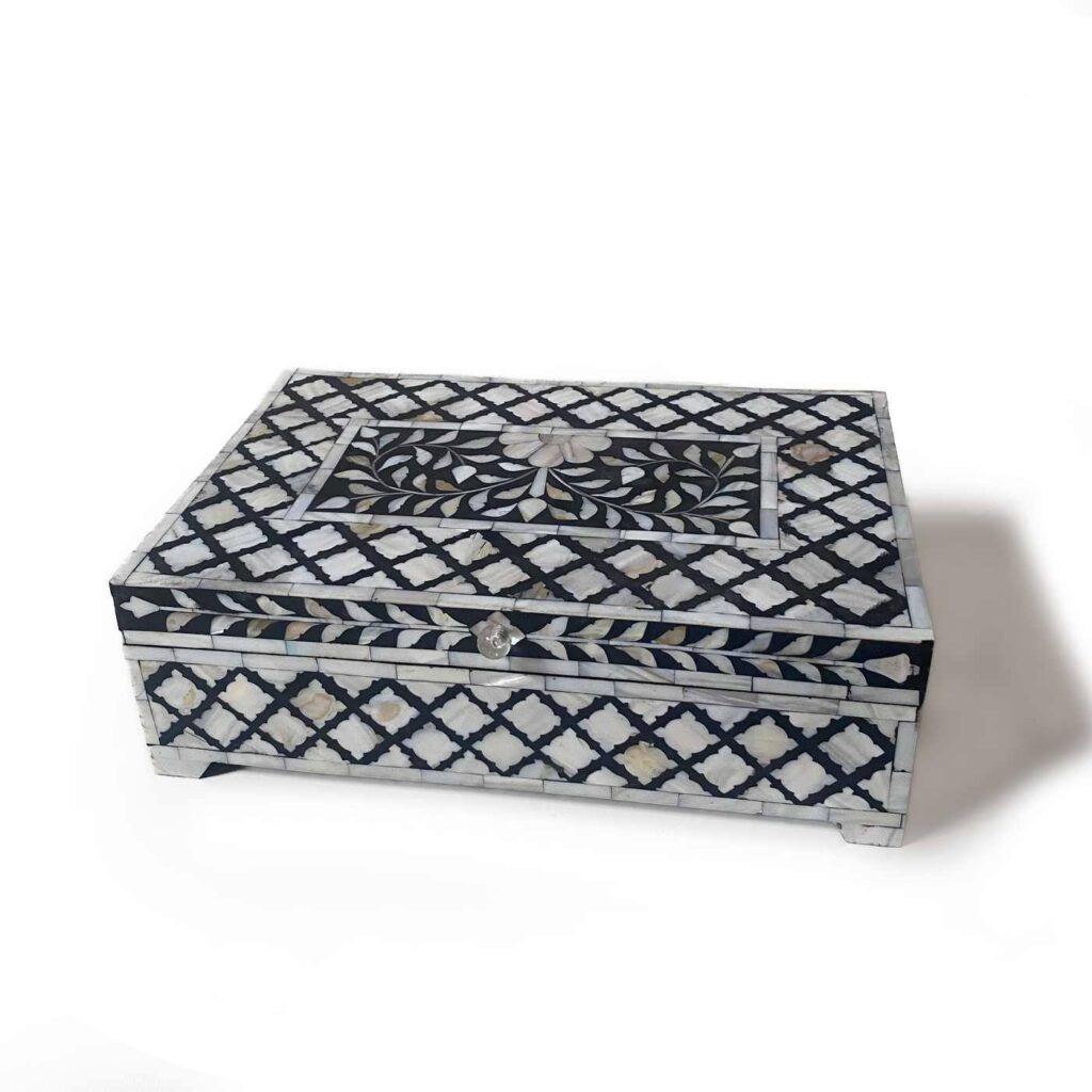 Mother of Pearl Box, Black Finish | Inlay Box | Decorative Box