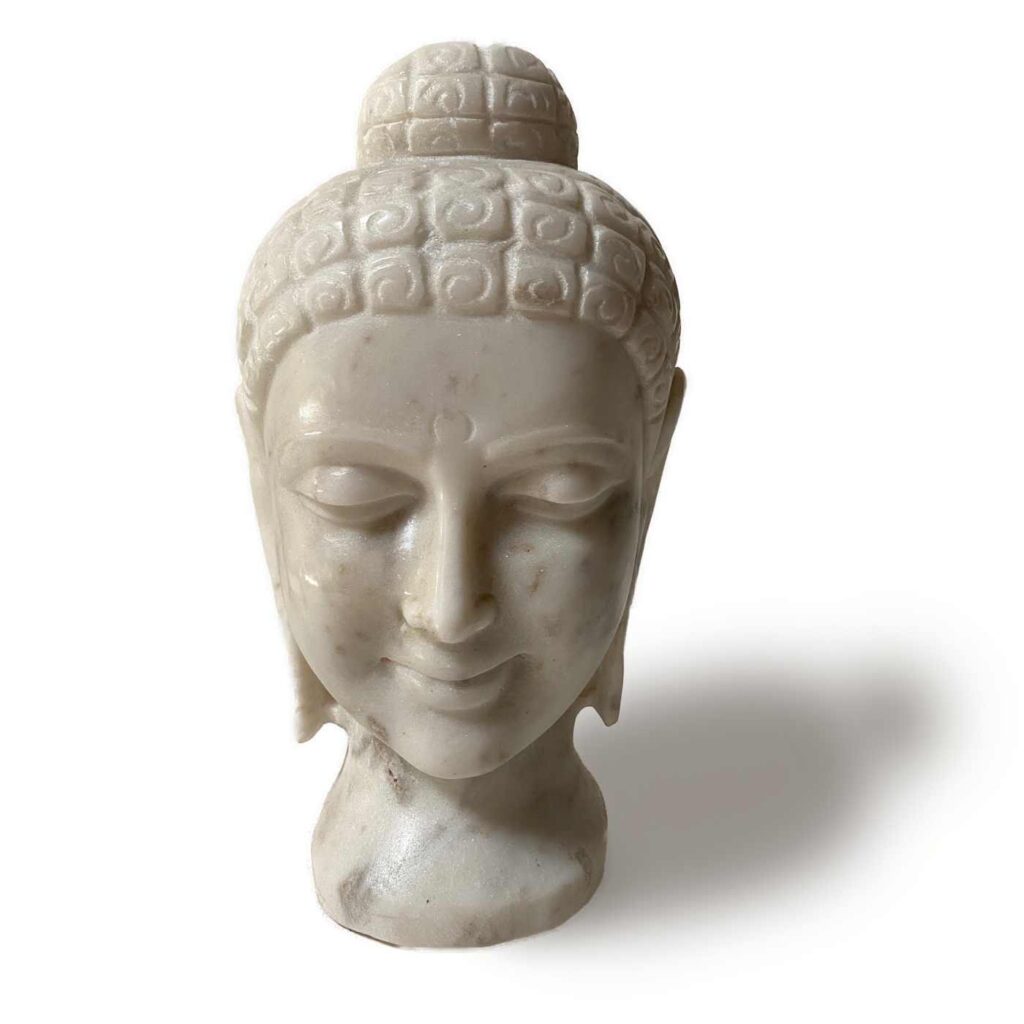 Marble Buddha Head, Small | Decorative Buddha | Garden Buddha