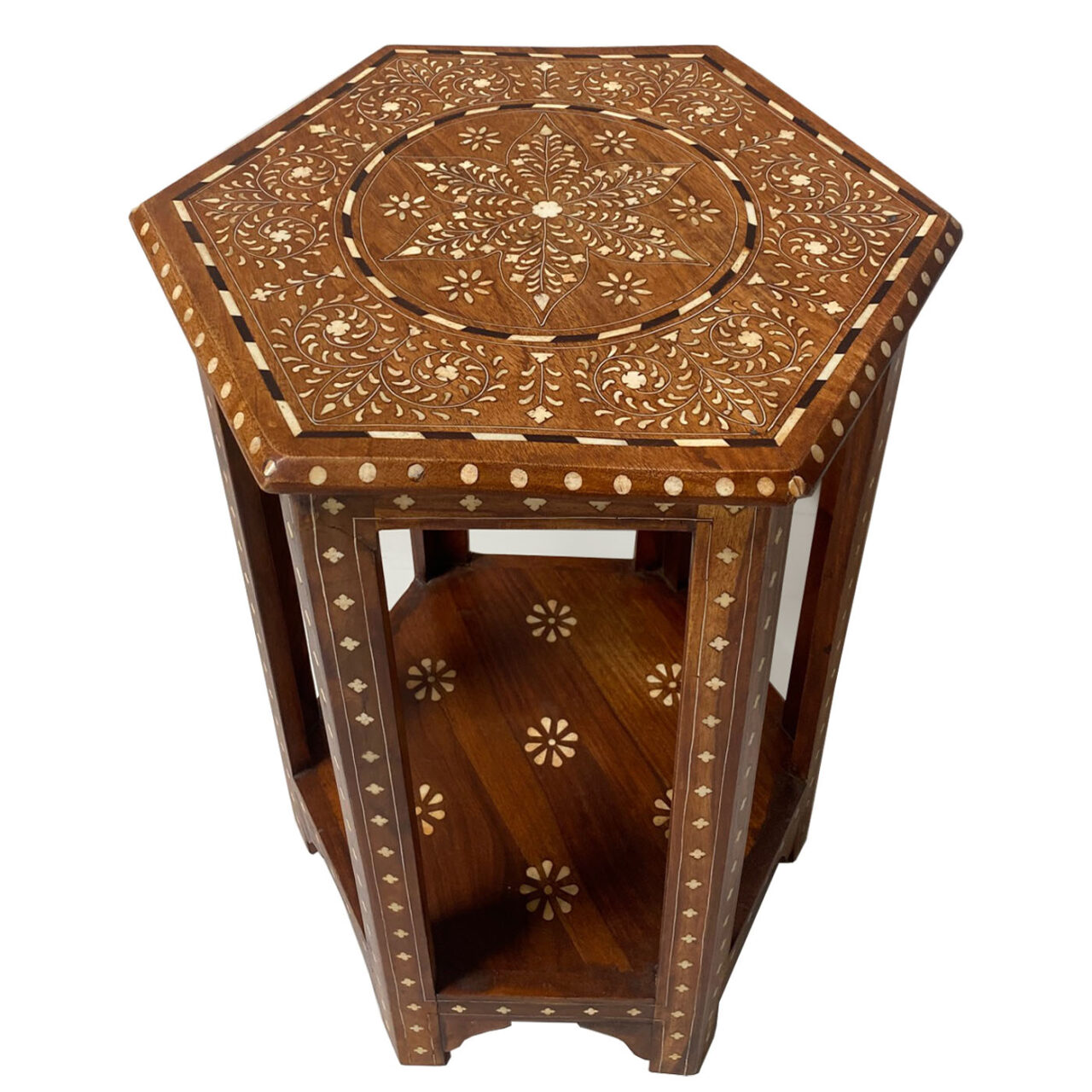 Hexagonal Inlay Table | Side Table | Guest Room Nightstand
