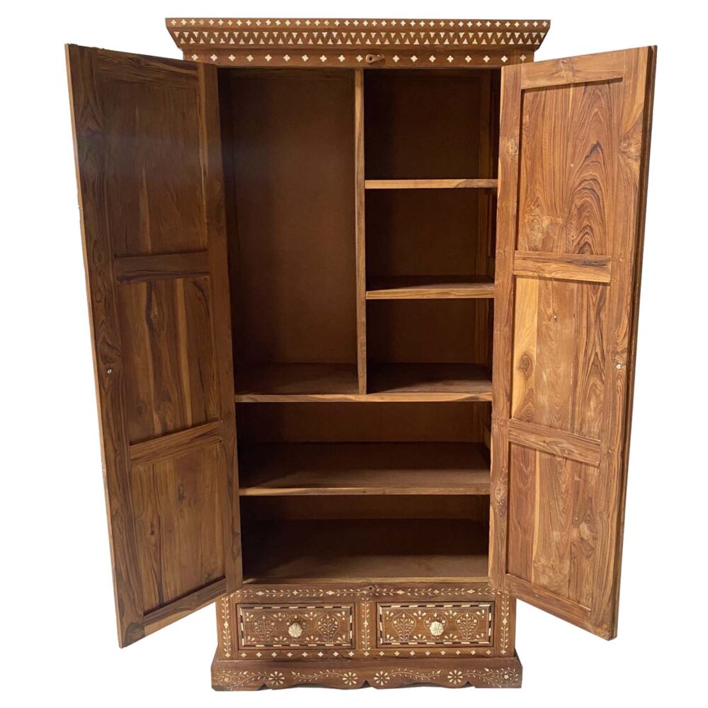 Print Block Bone Inlay Armoire | Inlay Wardrobe | Inlay Cupboard