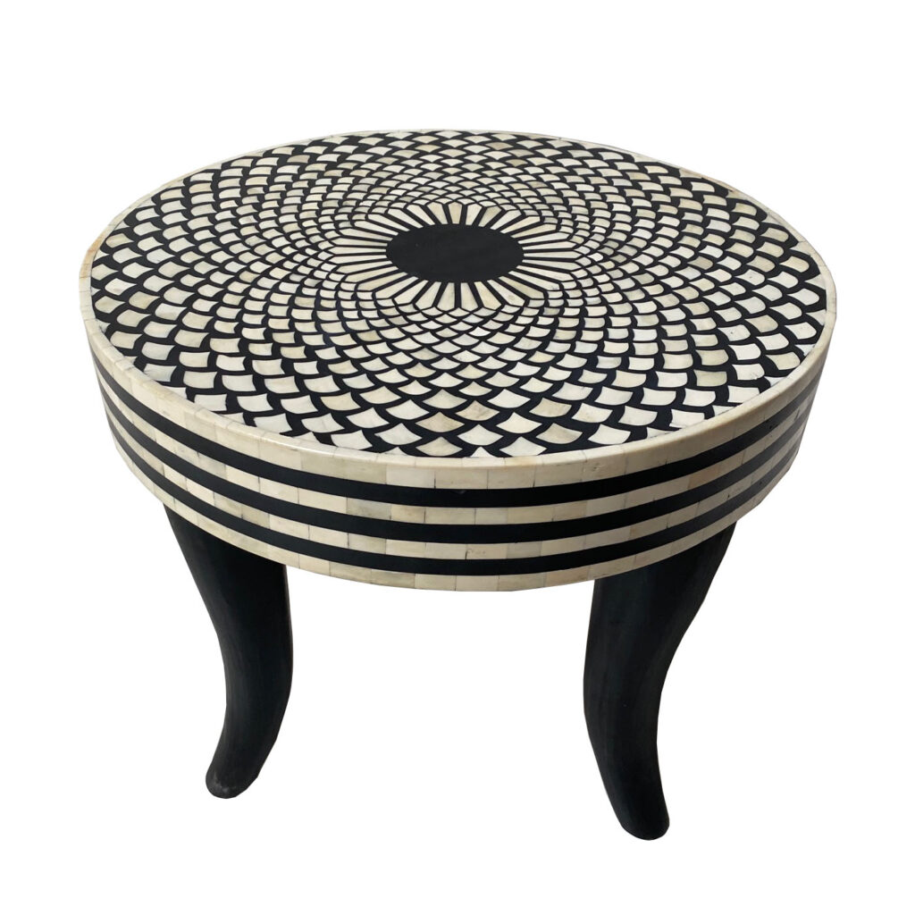 Round Flower Table | Black and White Side Table | Round Table