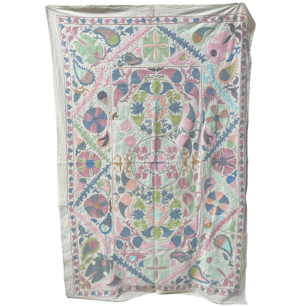 Pastel Suzani L | Hand-Embroidered Suzani Textile | Pastel Textile