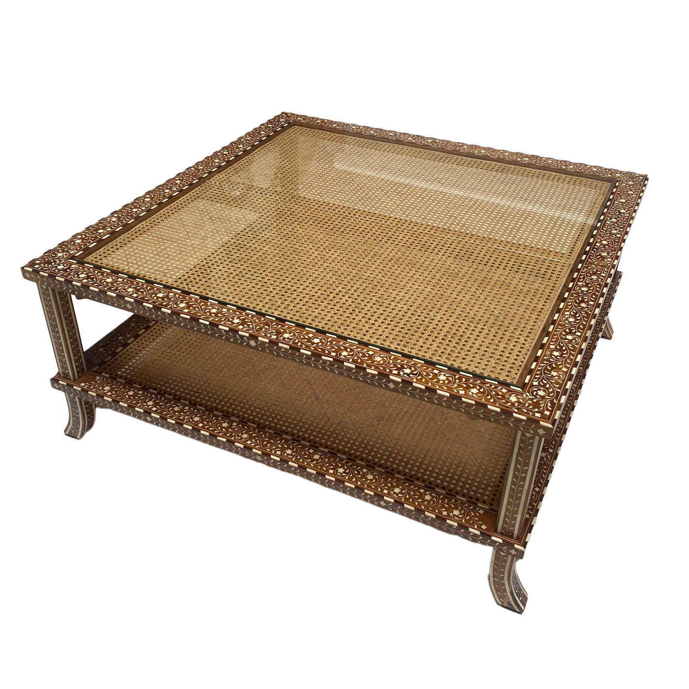 Bone Inlay and Cane Coffee Table | Luxury Furnishings at AOI Home