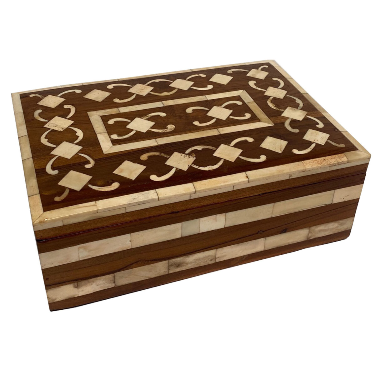 Bone Inlay Saffron Box | Masculine Bone Inlay Box | Table Accessory